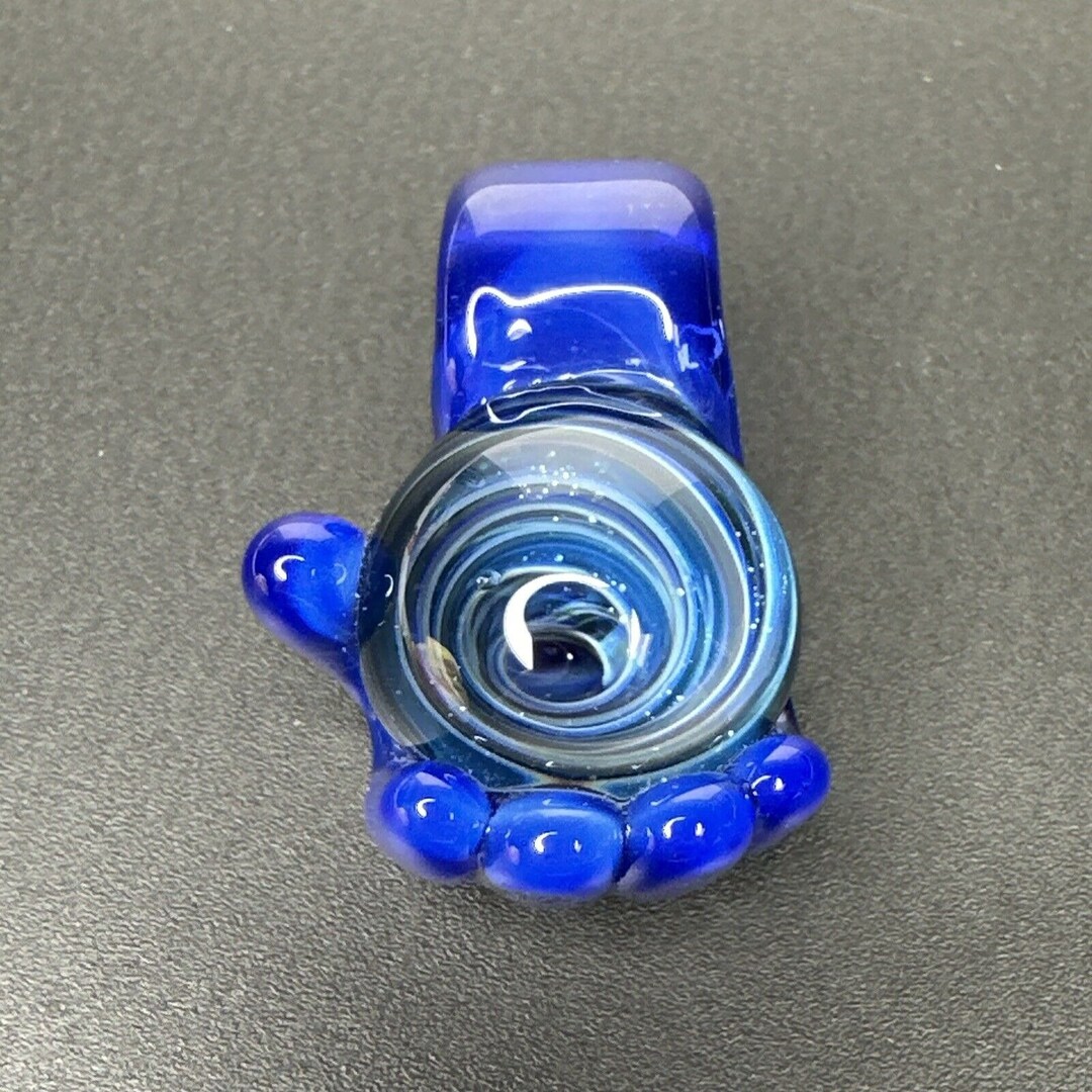 Handmade Glass Art Vortex Marble Hand Pendant, Deep Blue Shades ...