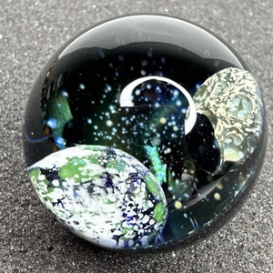 Contemporary Art Glass Marble Handmade 1.23 Planetary Earth Space Scene ...