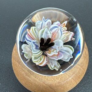 Contemporary Art Glass Marble 1.06 Handmade Colorful Flower Implosion ...