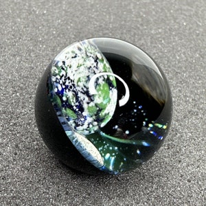 Contemporary Art Glass Marble Handmade 1.23 Planetary Earth Space Scene ...