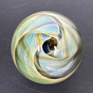 Contemporary Art Glass Marble 2.16" Shimmering Fume Vortex Handmade Borosilicate, Heady Orb ...