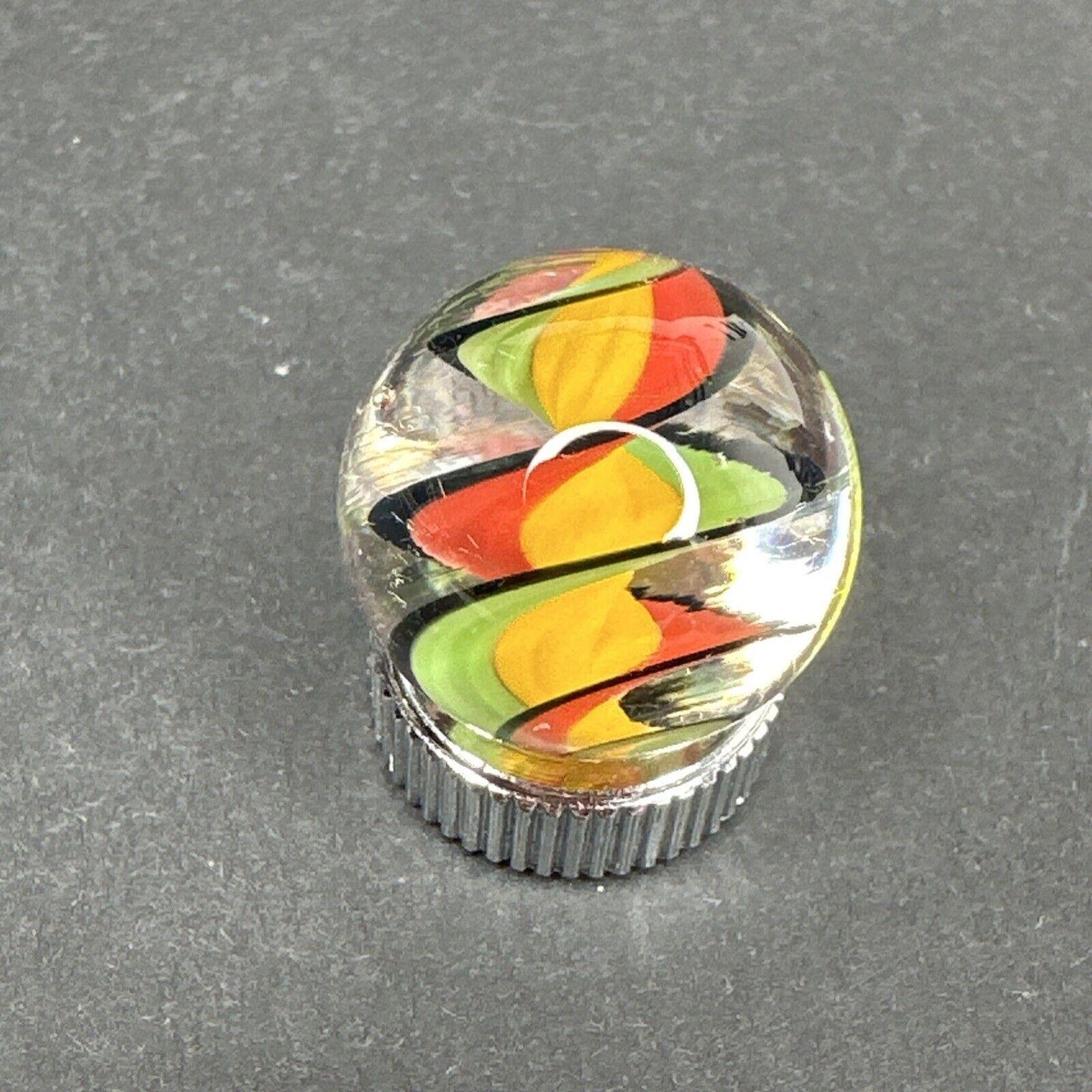 Contemporary Handmade Art Glass Marble .71 Twisted Rasta Ribbon Cane UV ...