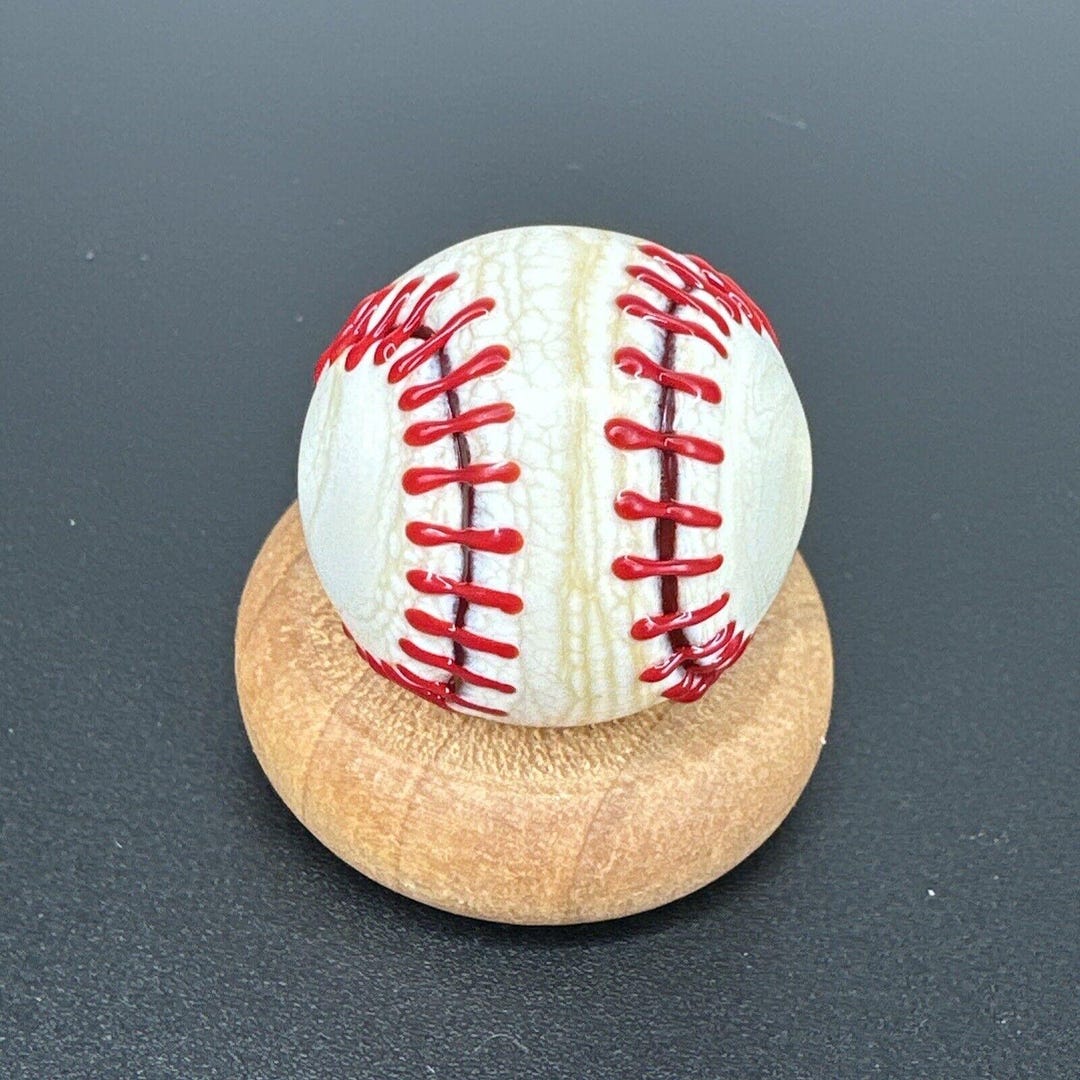 Handmade Contemporary Art Glass Baseball Marble 1.08 3D Stitched ...