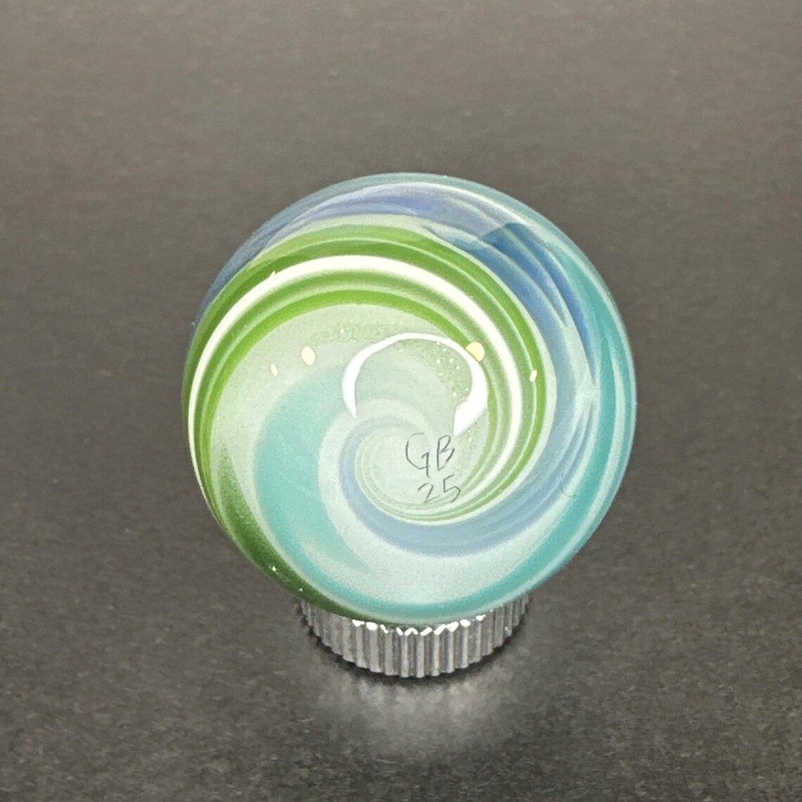 Contemporary Handmade Art Glass Marble 1.07" Surface Swirls, Sparkly ...