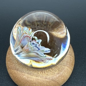 Contemporary Art Glass Marble 1.06 Handmade Colorful Flower Implosion ...