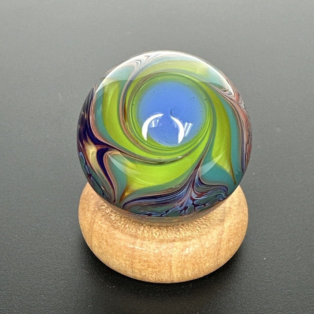 Contemporary Art Glass Marble Handmade 1.35 Colorful Ornate MIB, Unique ...