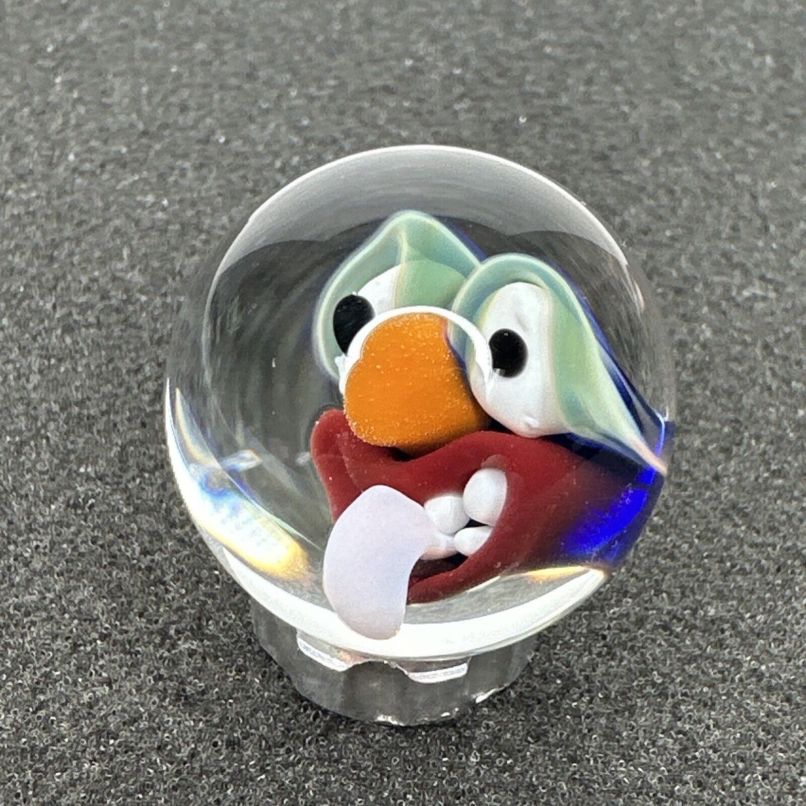 Contemporary Art Glass Marble .97 Multicolor MONSTER Face Implosion ...