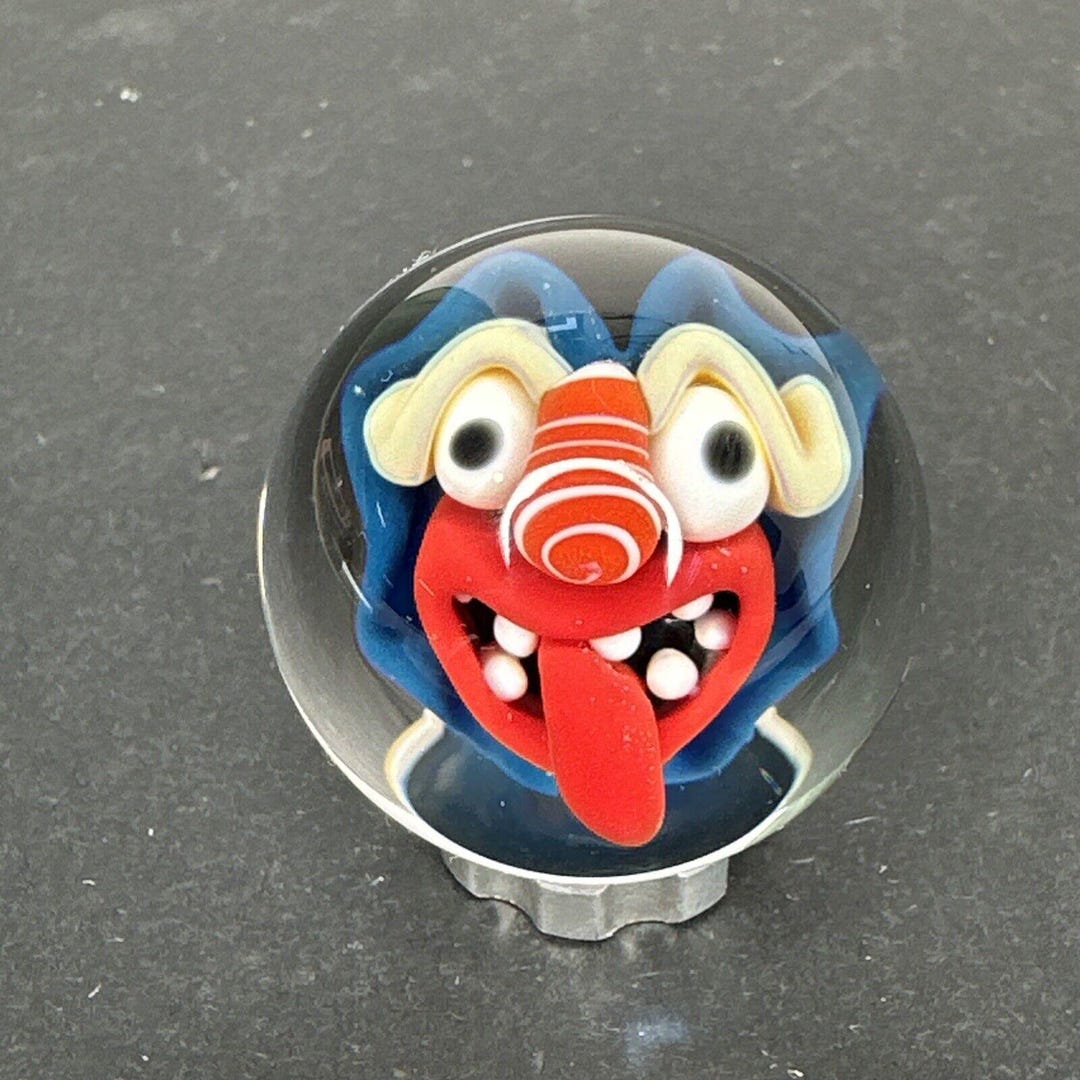 Handmade Contemporary Art Glass Marble 1.06" Multicolor Monster ...