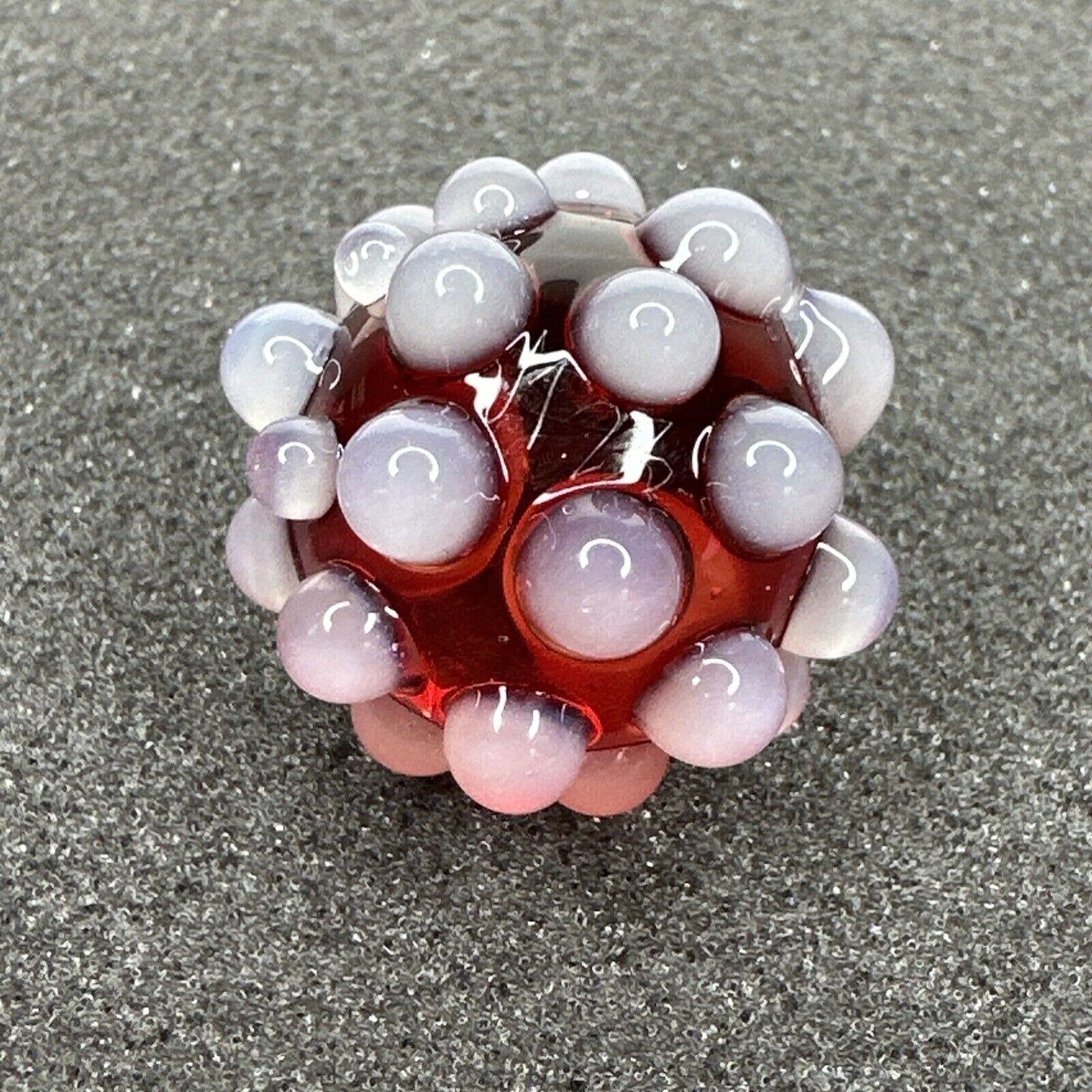 Handmade Art Glass Hobnail Marble 1.05 Translucent Red Core ...