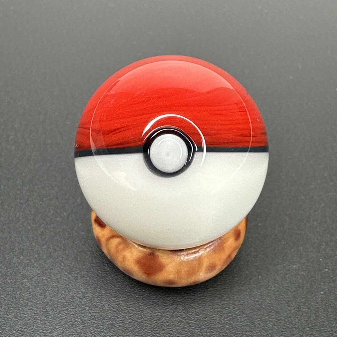 Contemporary Art Glass Pokeball Marble 1.07 Pokemon Fan Art Handmade ...