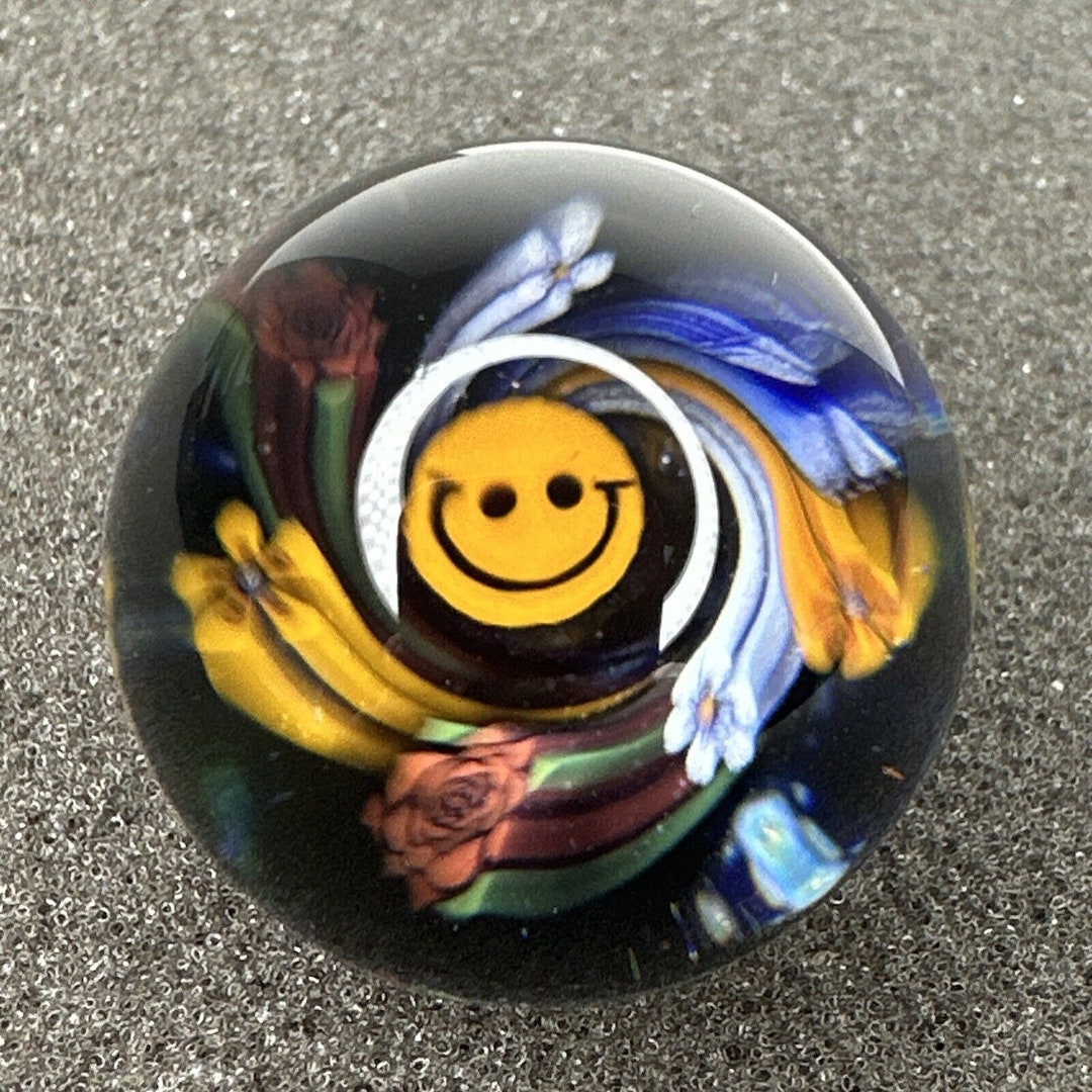 1.06 Contemporary Marble Handmade Art Glass Smiley Face - Etsy