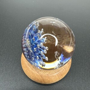 Handmade Art Glass Air Trap Implosion Marble 1.25 Shades of Blue Contemporary Borosilicate ...