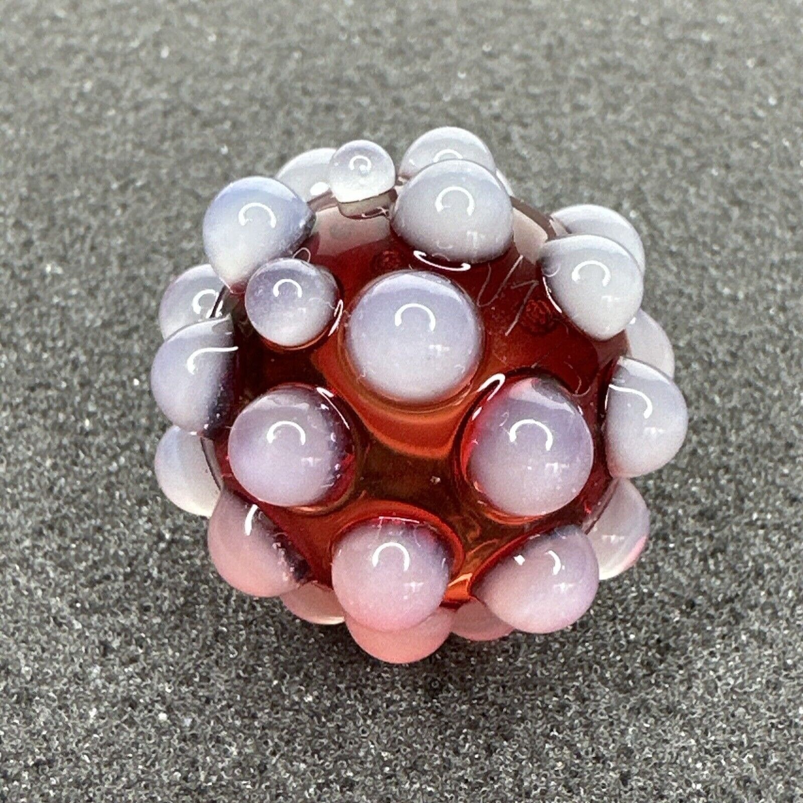Handmade Art Glass Hobnail Marble 1.05 Translucent Red Core ...