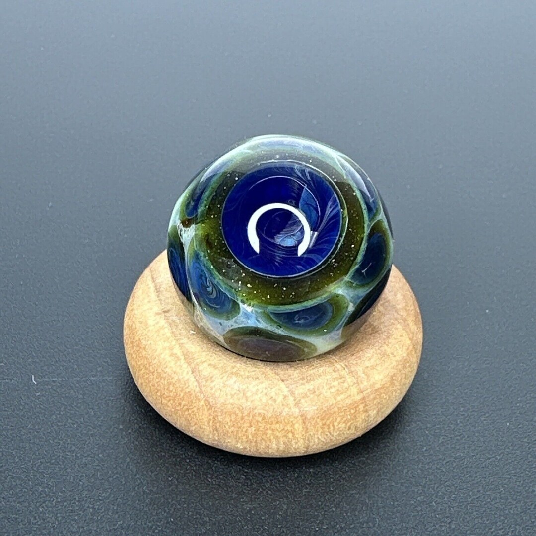 Contemporary Handmade Art Glass Marble 1.03 Dots W/ Sparkles, Unique ...
