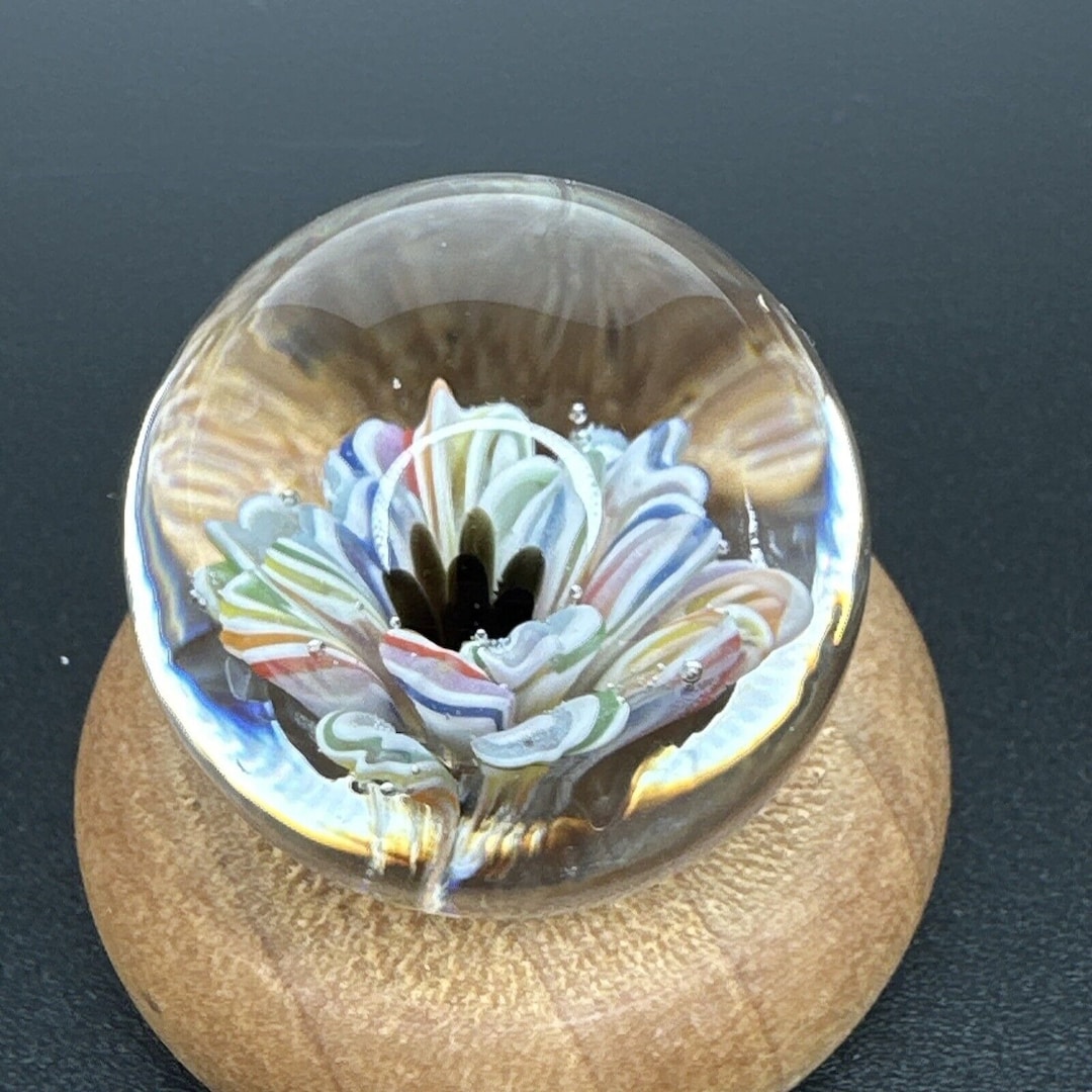 Contemporary Art Glass Marble 1.06 Handmade Colorful Flower Implosion Boro MIB - Etsy