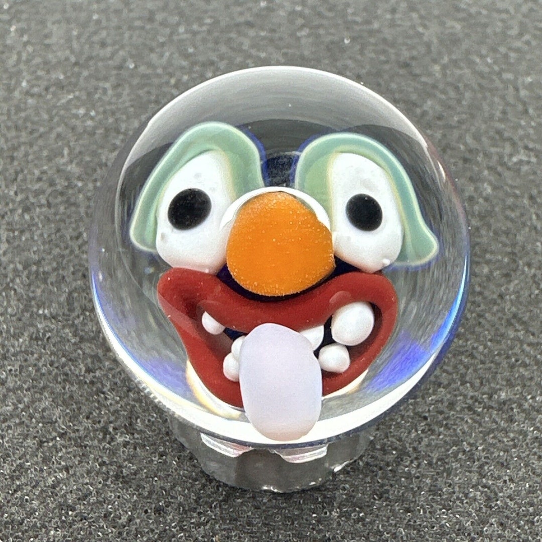 Contemporary Art Glass Marble .97 Multicolor MONSTER Face Implosion ...