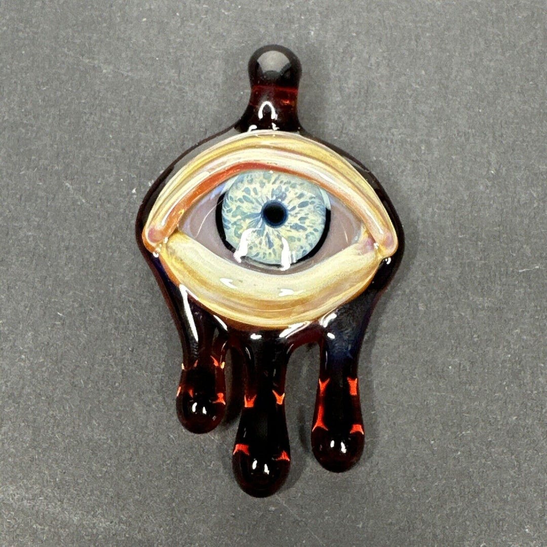 Handmade Glass Art Borosilicate Eyeball Pendant Heady Amber Drips Boro ...