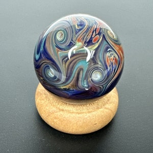 Contemporary Art Glass Marble 1.38 Abstract Swirls, Sparkles, Handmade ...