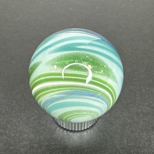 Contemporary Handmade Art Glass Marble 1.07" Surface Swirls, Sparkly ...