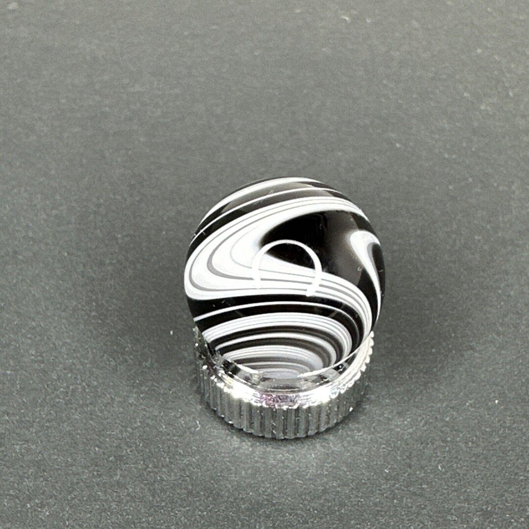 Contemporary Handmade Art Glass Marble .67" Wigwag Swirl MIB Black ...