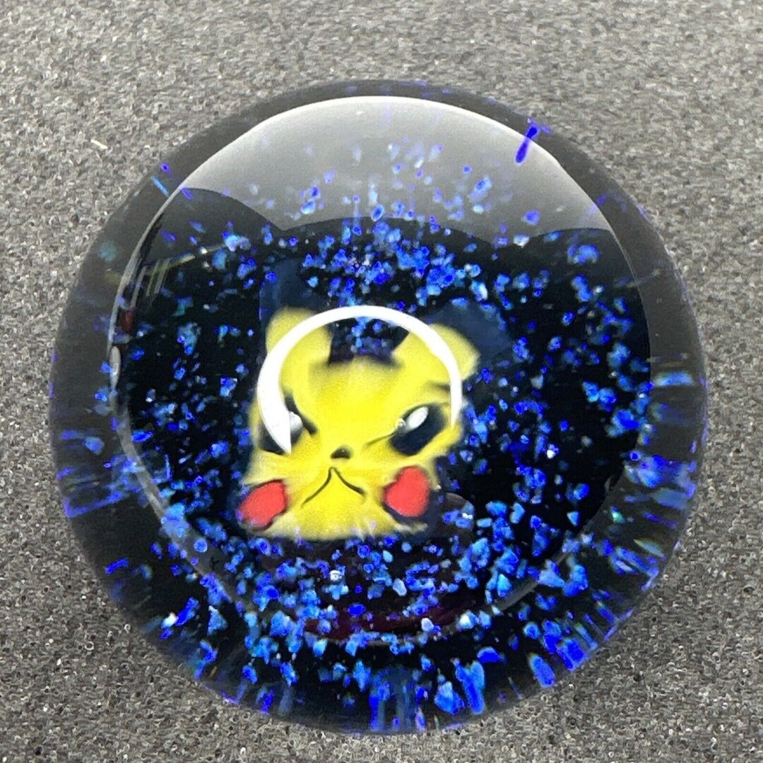 Contemporary Art Glass Marble 1.62" Angry PIKACHU Millefiori Crushed ...