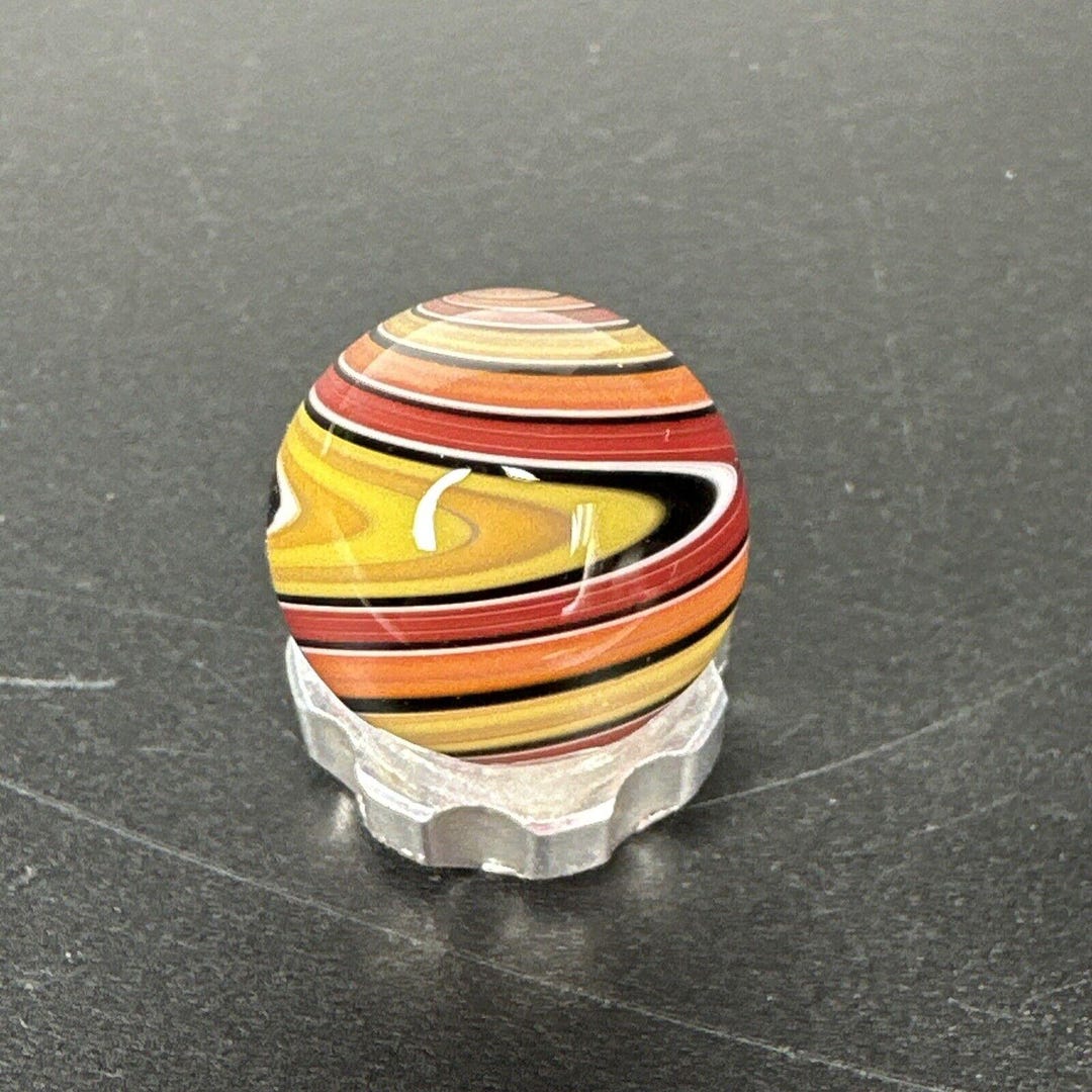 Contemporary Art Glass Marble .62 Petite Mini Swirl MIB Red, Orange ...