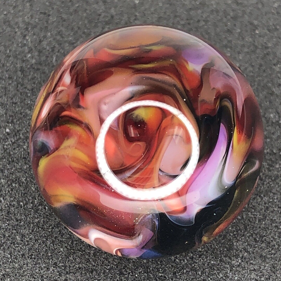 Handmade Contemporary Art Glass Marble 1.64 Red Blend Boro MIB SIGNED ...