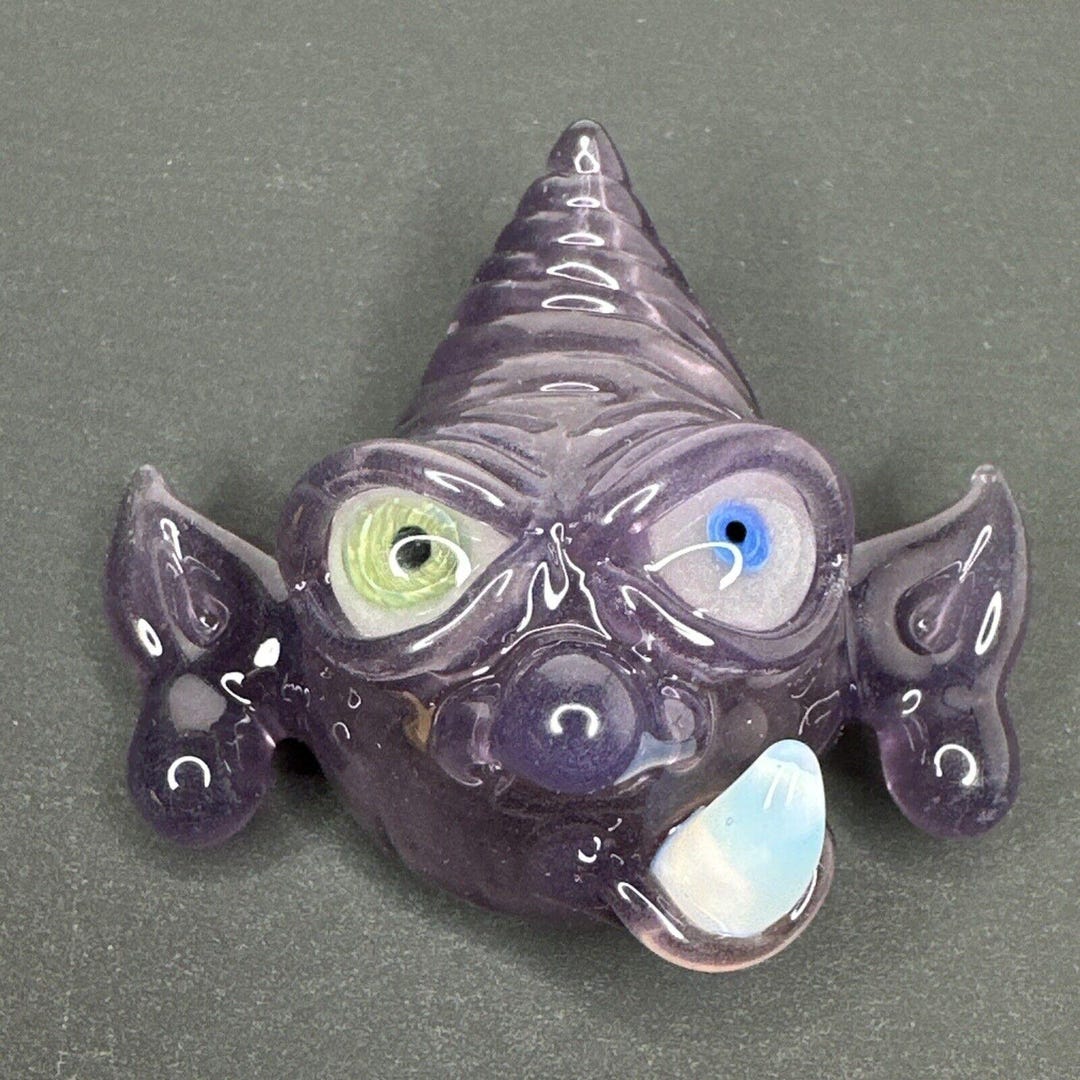 Handmade Art Glass Goblin Pendant Purple Borosilicate Handblown ...