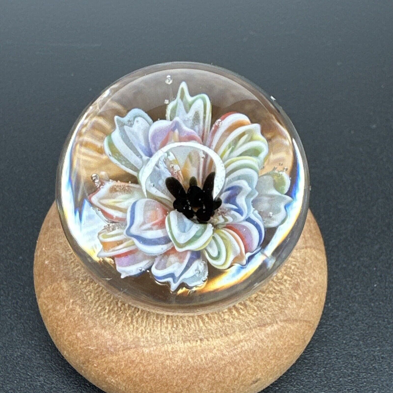 Contemporary Art Glass Marble 1.06 Handmade Colorful Flower Implosion Boro MIB - Etsy