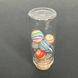 10x Contemporary Handmade Peewee Marbles + Jar Mini Borosilicate Pearls ...