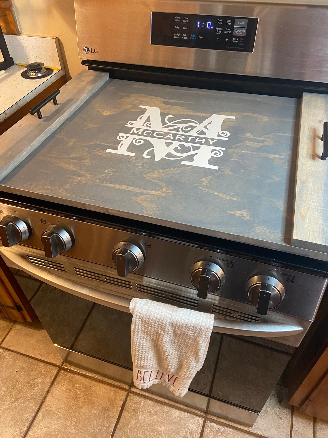 Stove Cover noodle Board Split Monogram - Etsy
