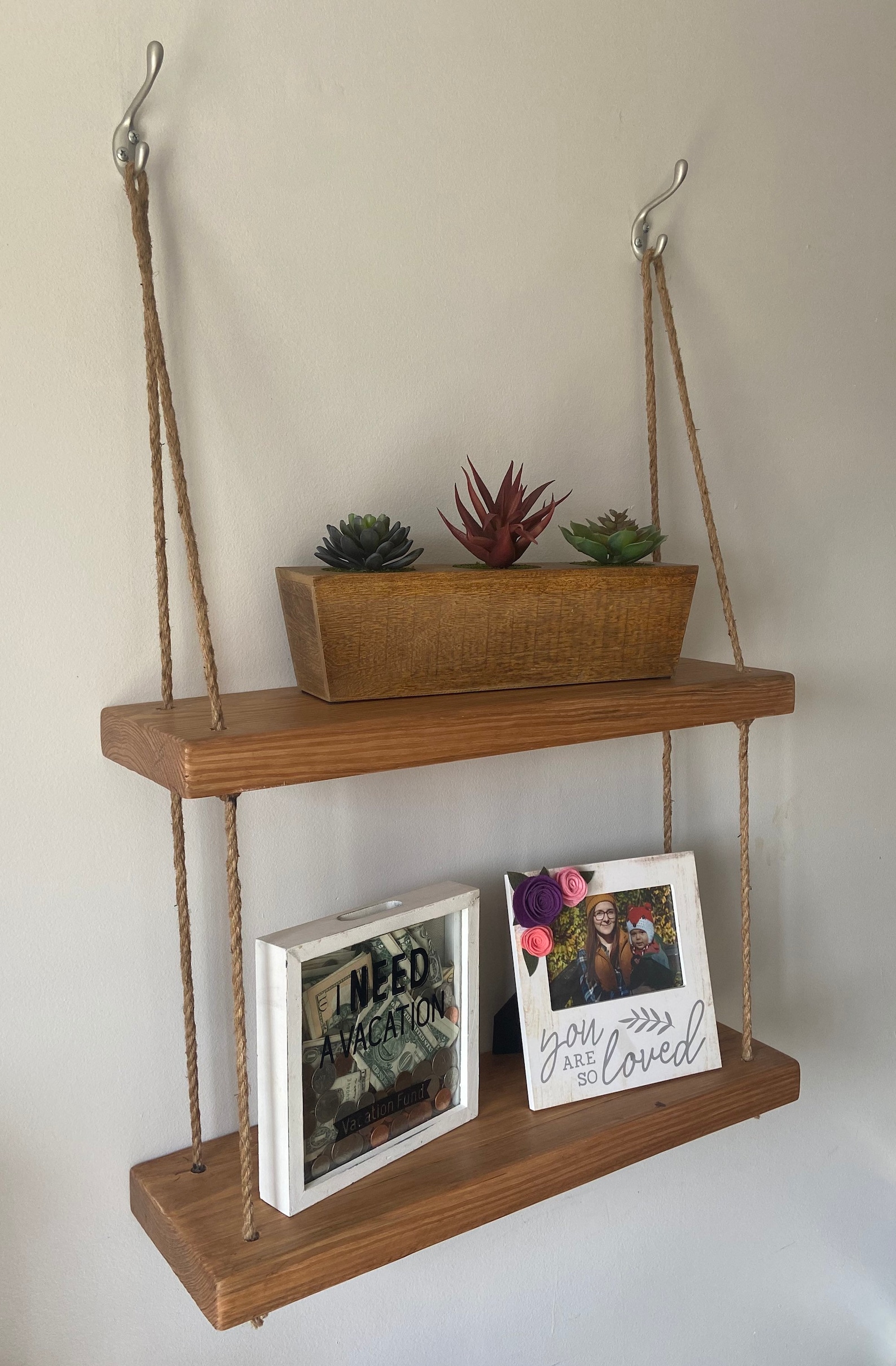 Two Tier Hanging Rope Shelf - Etsy