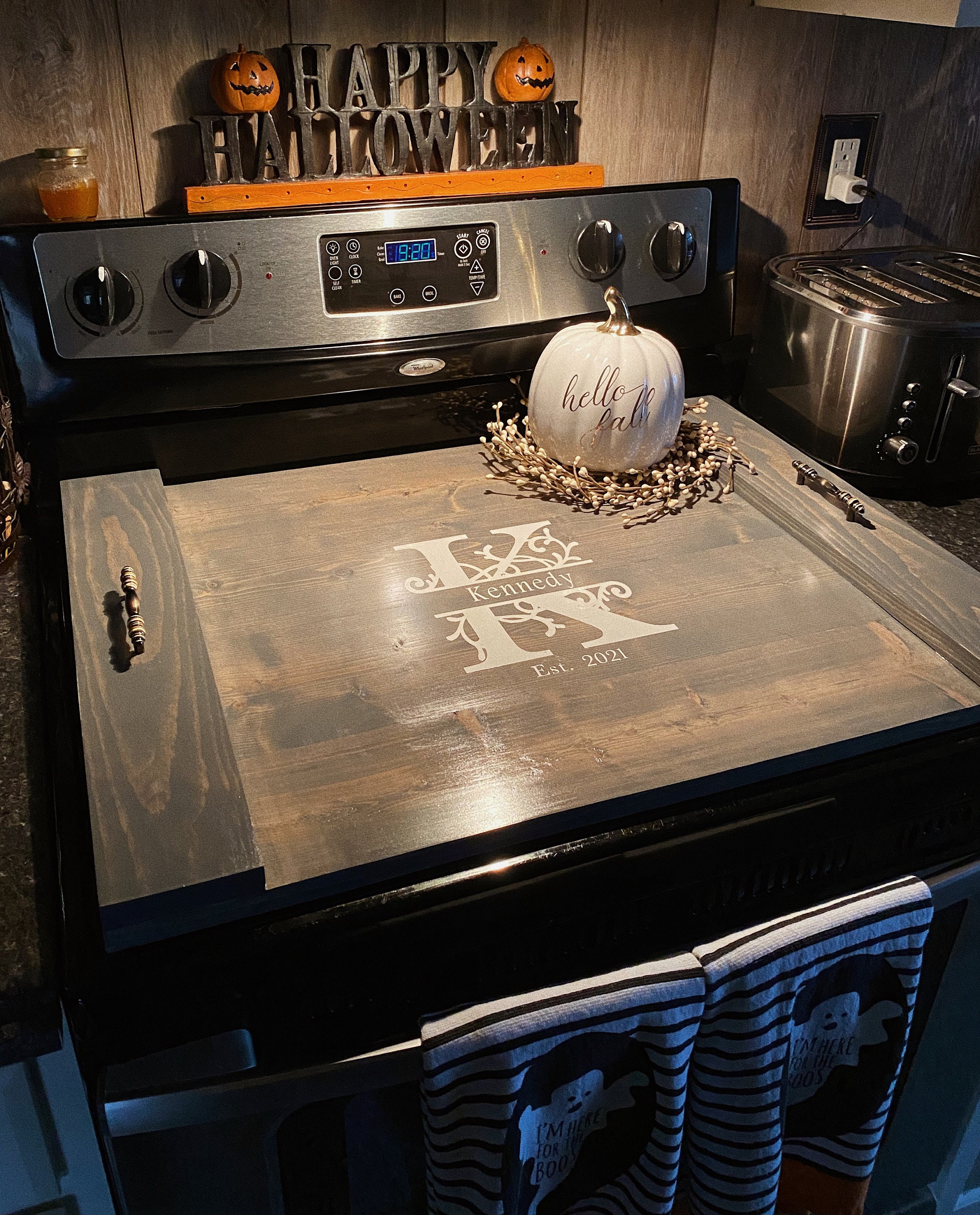 Stove Cover noodle Board Split Monogram - Etsy