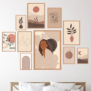 Neutral Boho Prints Set Boho Gallery Wall Art Boho Abstract | Etsy