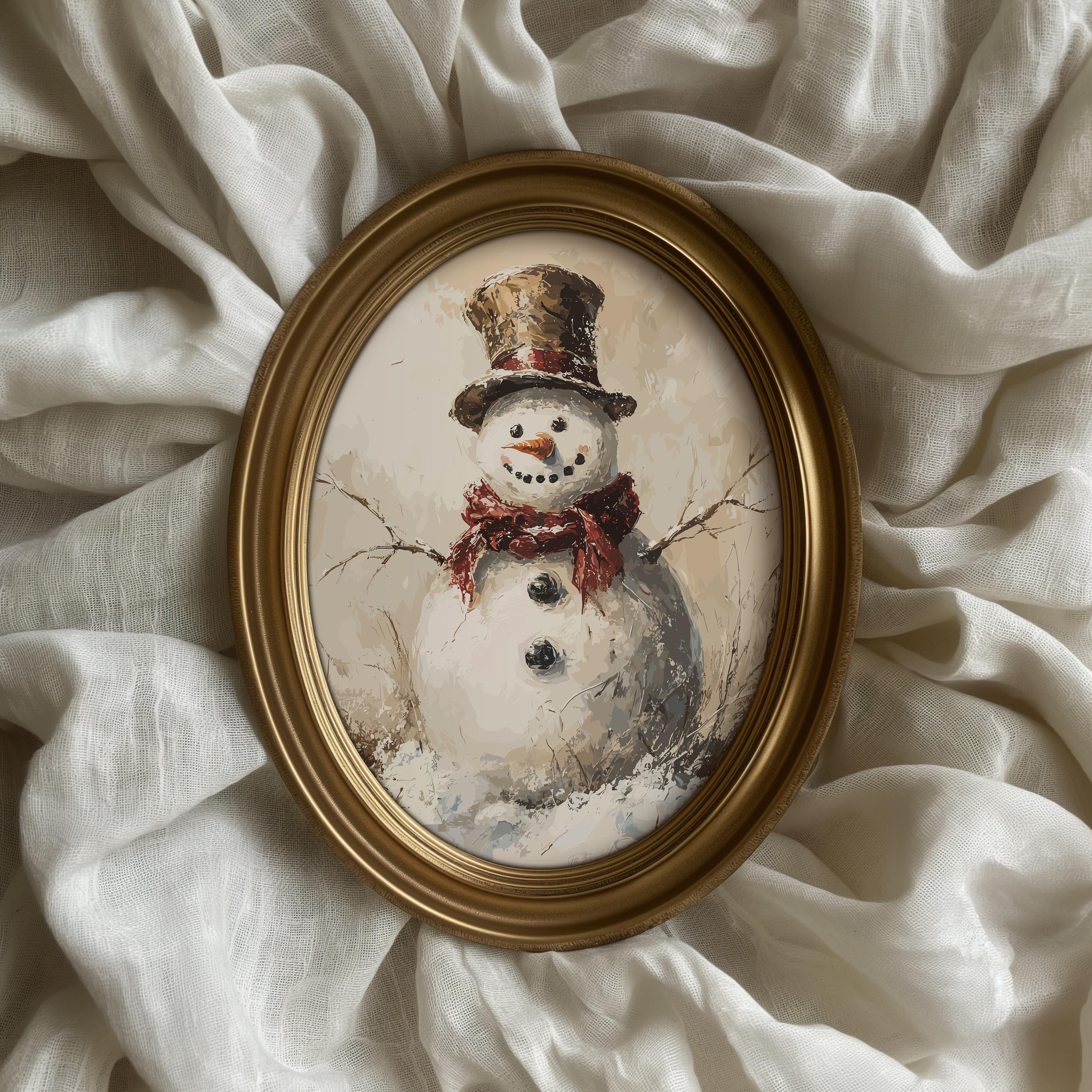 Retro Snowman Christmas Print: Vintage Winter Wall Art (digital ...