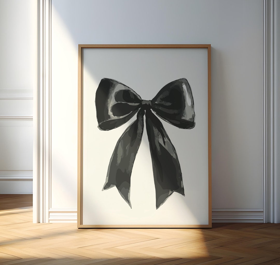 Black Bow Retro Print: Vintage Christmas Wall Decor (digital Download ...