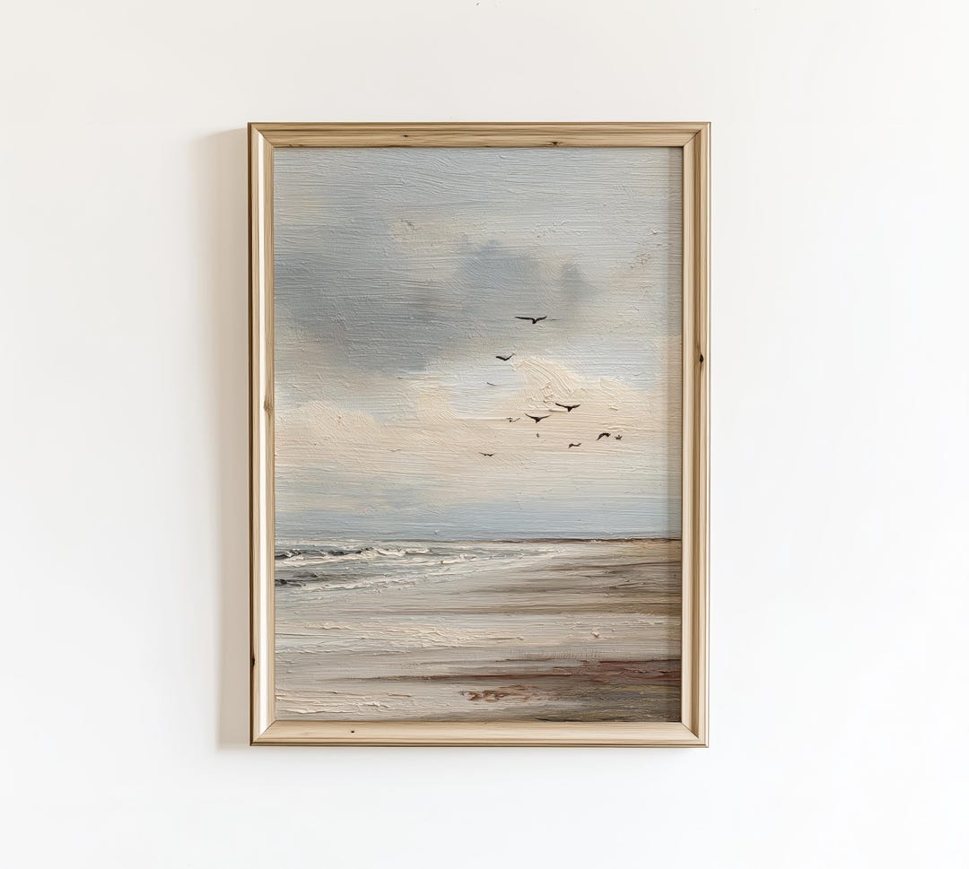 Vintage Beach Landscape Print: Retro Seaside Painting (digital Download ...