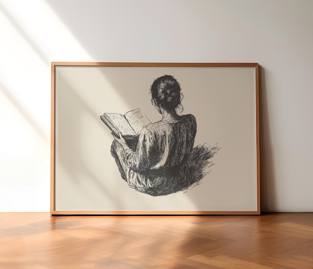 Vintage Reading Print, Girl With a Book Print, Antique Woman Poster ...