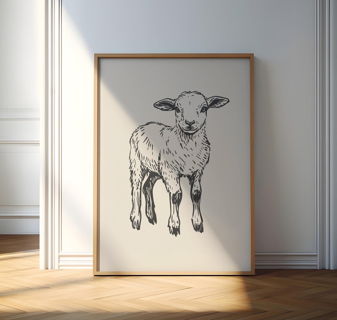 Lamb Vintage Print, Sheep Retro Poster, Nursery Wall Art, Lamb ...