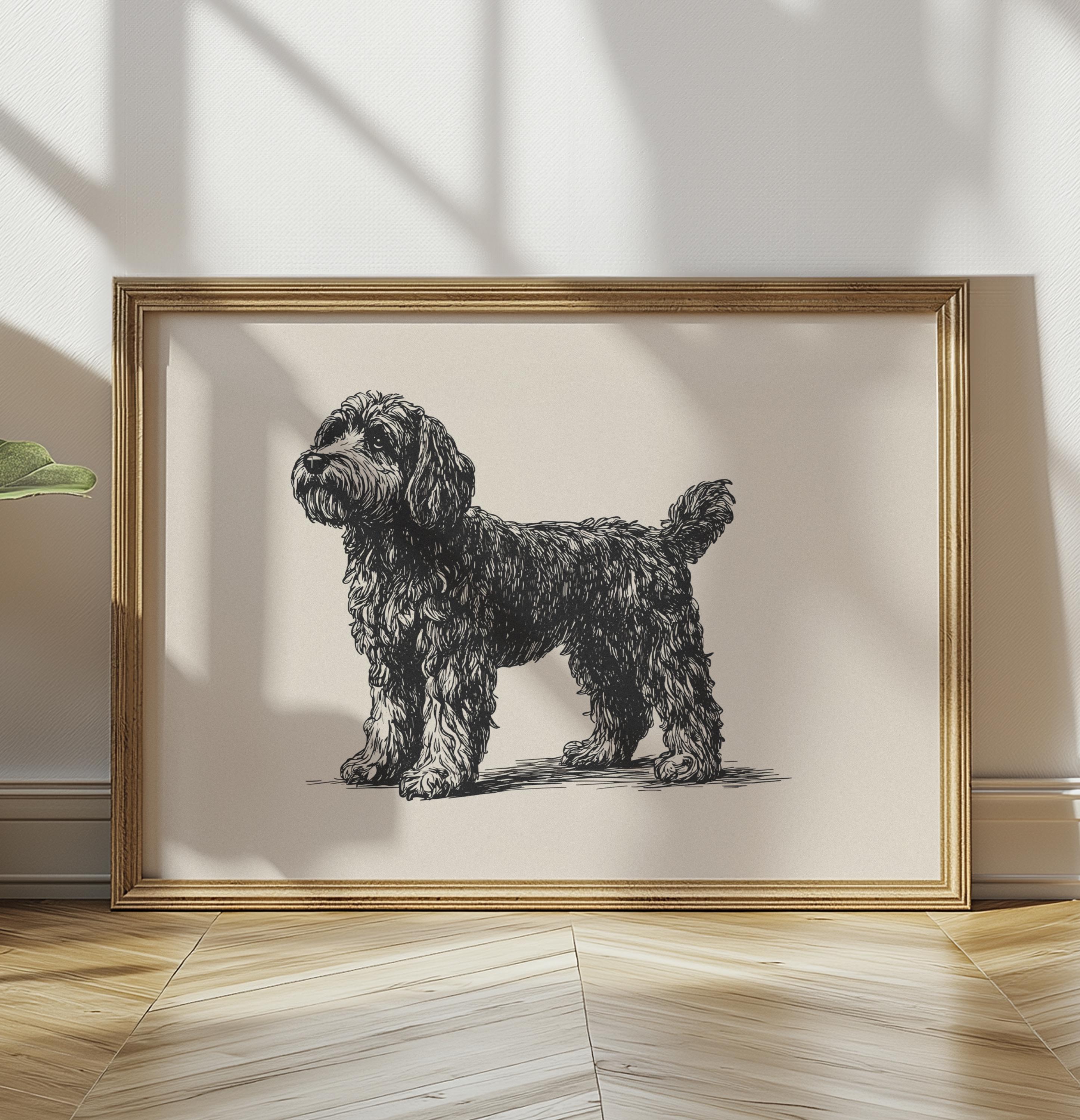 Cavoodle Vintage Print, Cavapoo Retro Poster, Dog Wall Art Decor ...