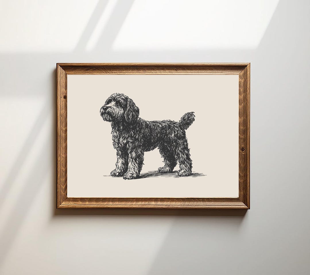 Cavapoo Vintage Print, Cavoodle Vintage Poster, Dog Wall Art Decor ...