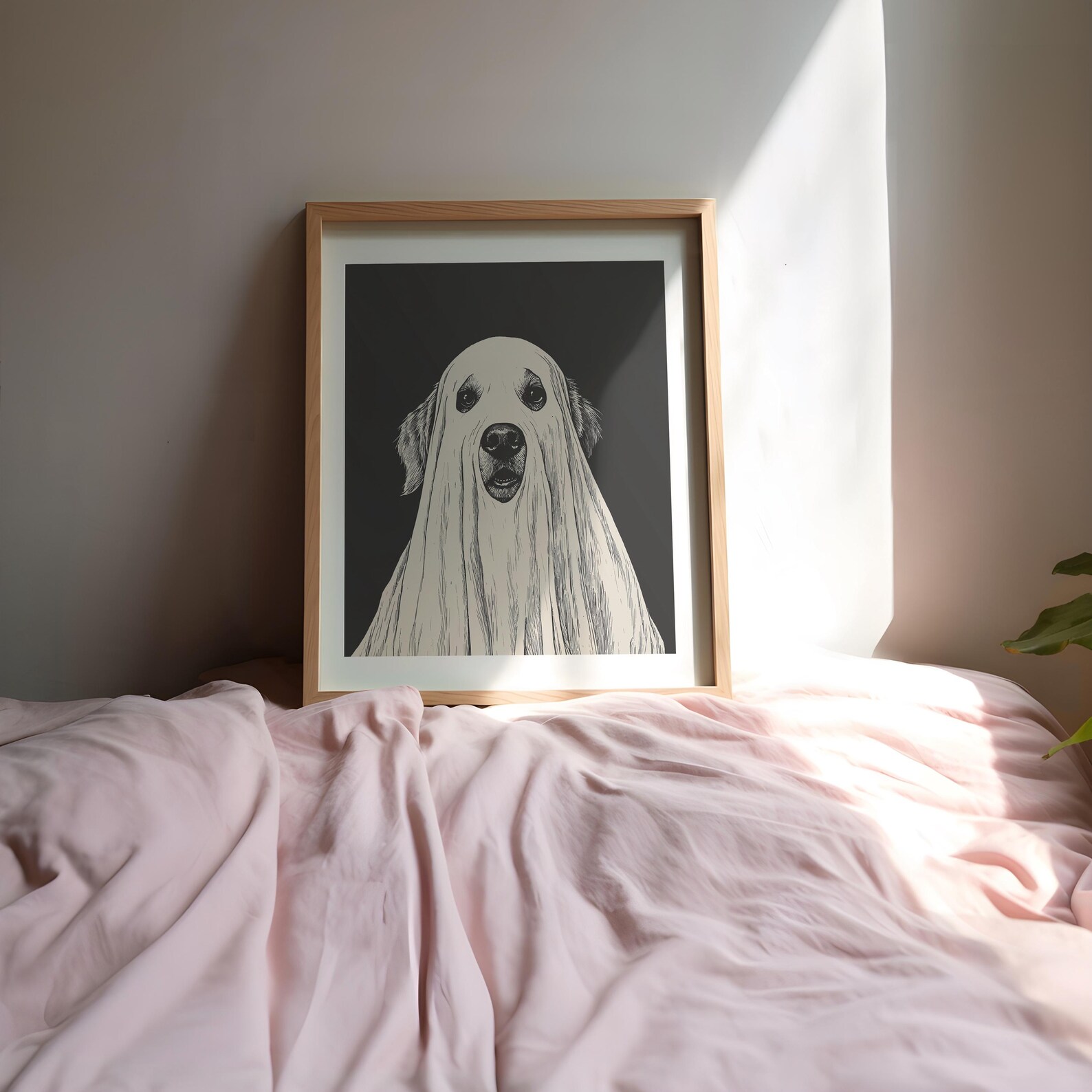 Ghost Dog Print, Vintage Golden Retriever Ghost Art, Ghost Wall Art ...