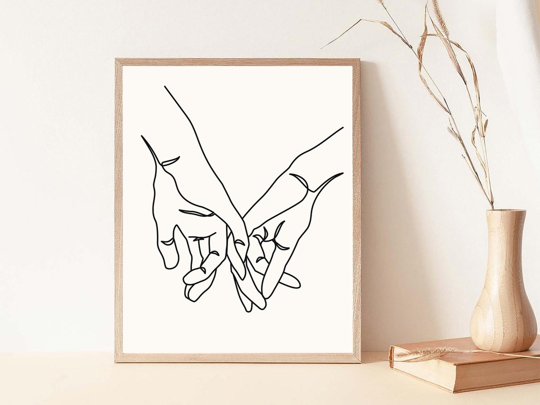 Abstract Print Fine Line Hands Print Neutral Boho Print - Etsy
