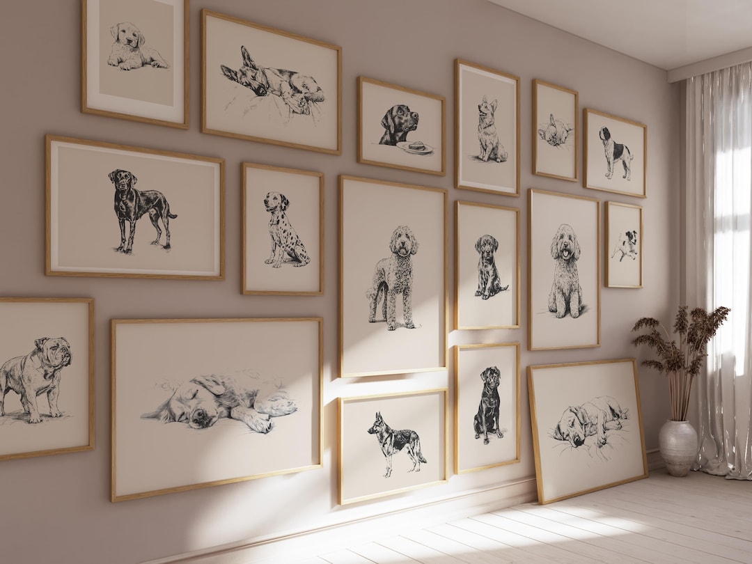 Dog Prints Set, Vintage Dog Art, Printable Dog Art, Dog Lover Gift, Dog ...