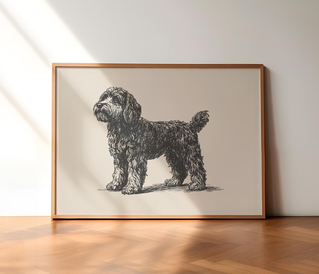 Cavoodle Vintage Print, Cavapoo Retro Poster, Dog Wall Art Decor ...
