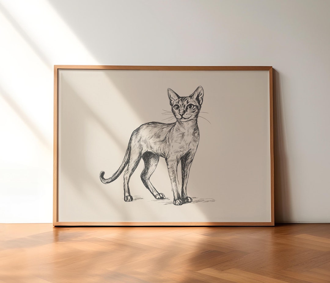 Abyssinian Cat Print, Vintage Cat Poster, Retro Cat Wall Art, Cat ...