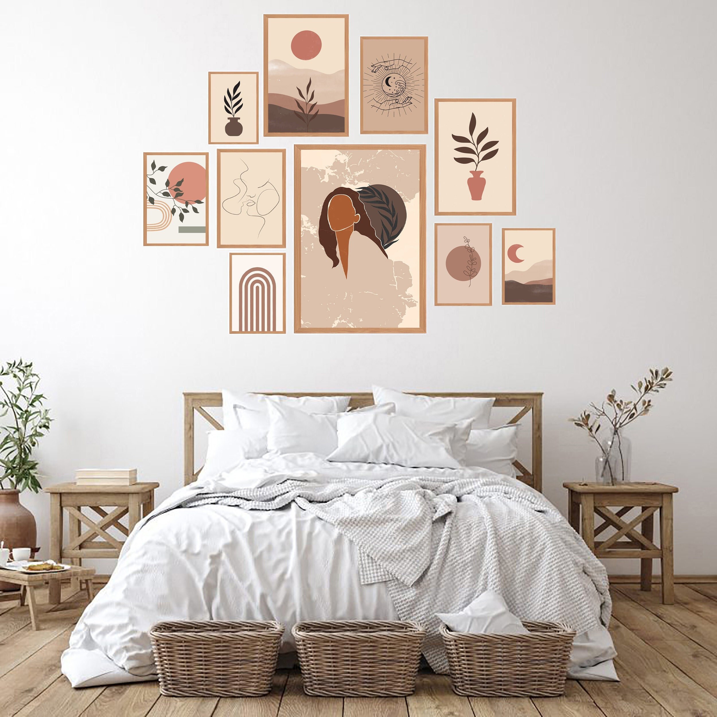 Neutral Boho Prints Set Boho Gallery Wall Art Boho Abstract - Etsy