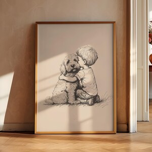 Boy and a Dog Print, Dog Vintage Poster, Nursery Wall Art, Antique ...