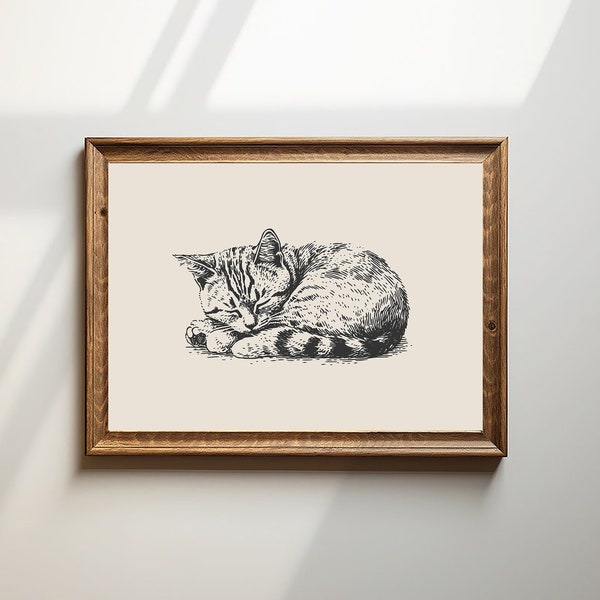 Vintage Cat Print - Etsy