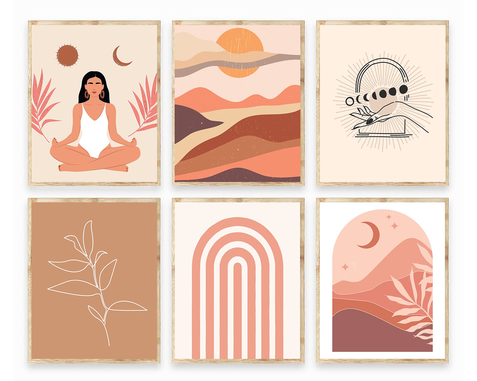 Boho Print Set of 6 Boho Gallery Wall Prints Boho Gallery | Etsy